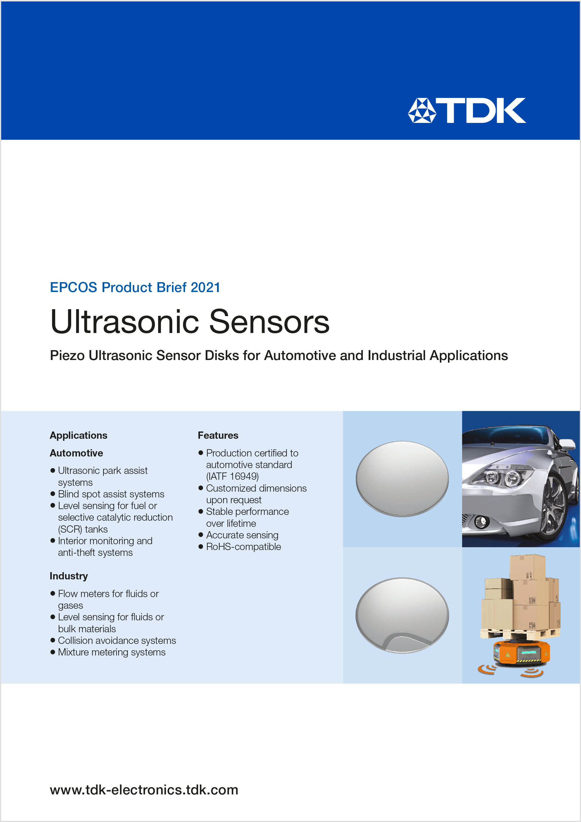 Product brief: Ultrasonic sensors | TDK Electronics - TDK Europe