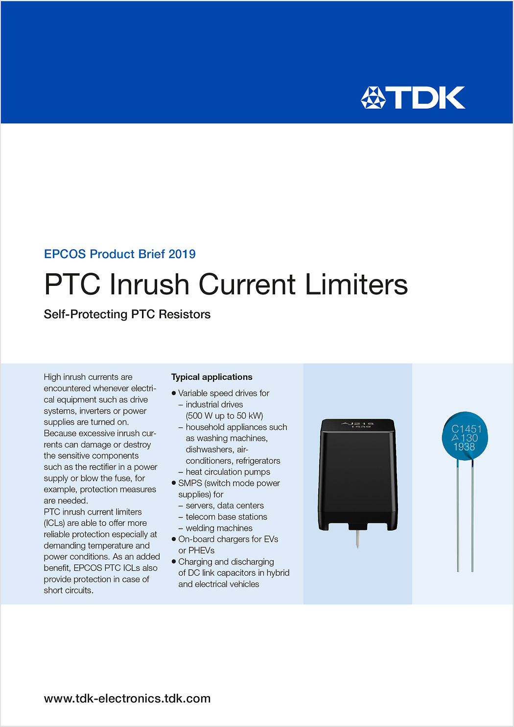 PTC 突入電流リミッタ | TDK Electronics AG