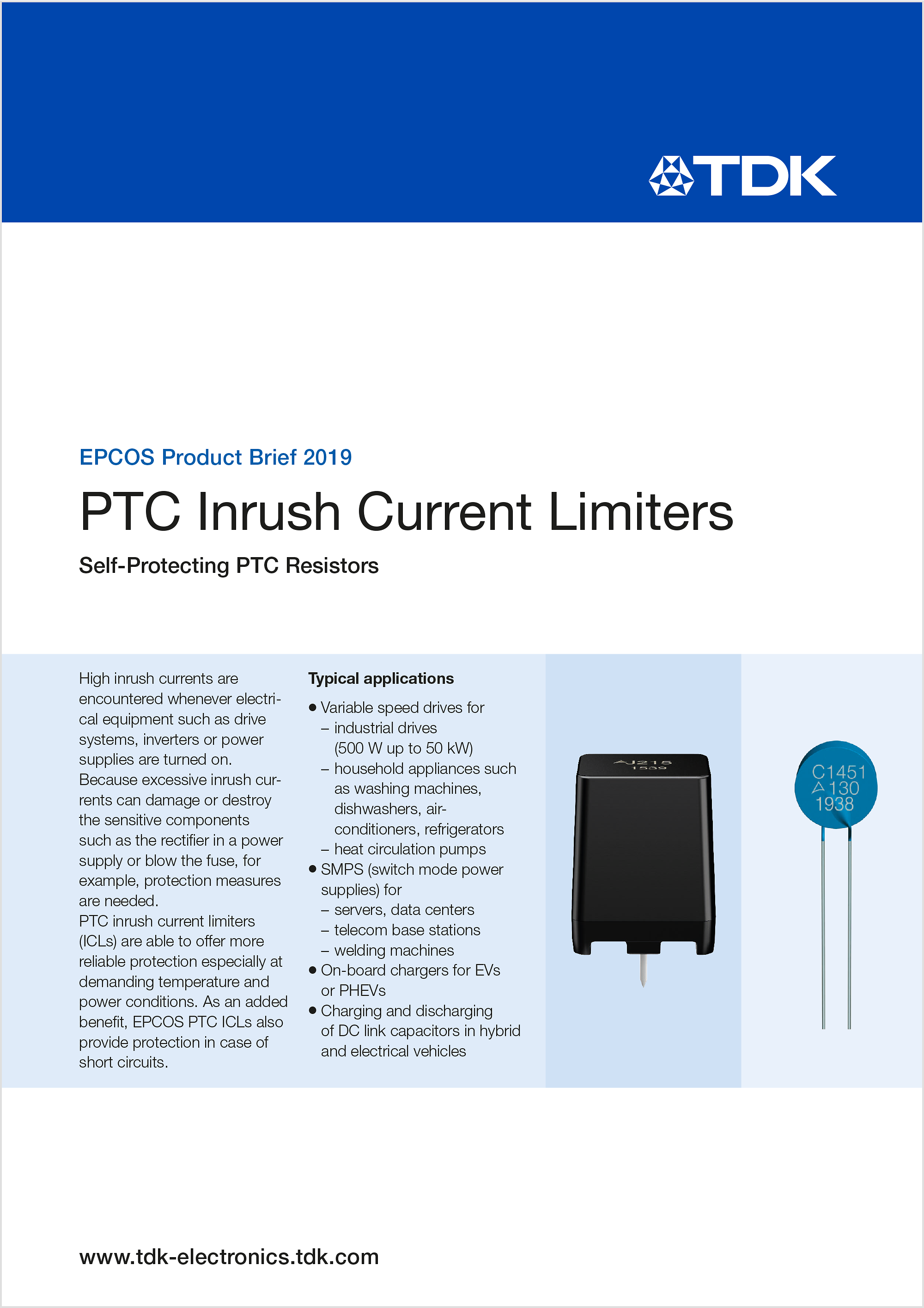 PTC 突入電流リミッタ | TDK Electronics AG