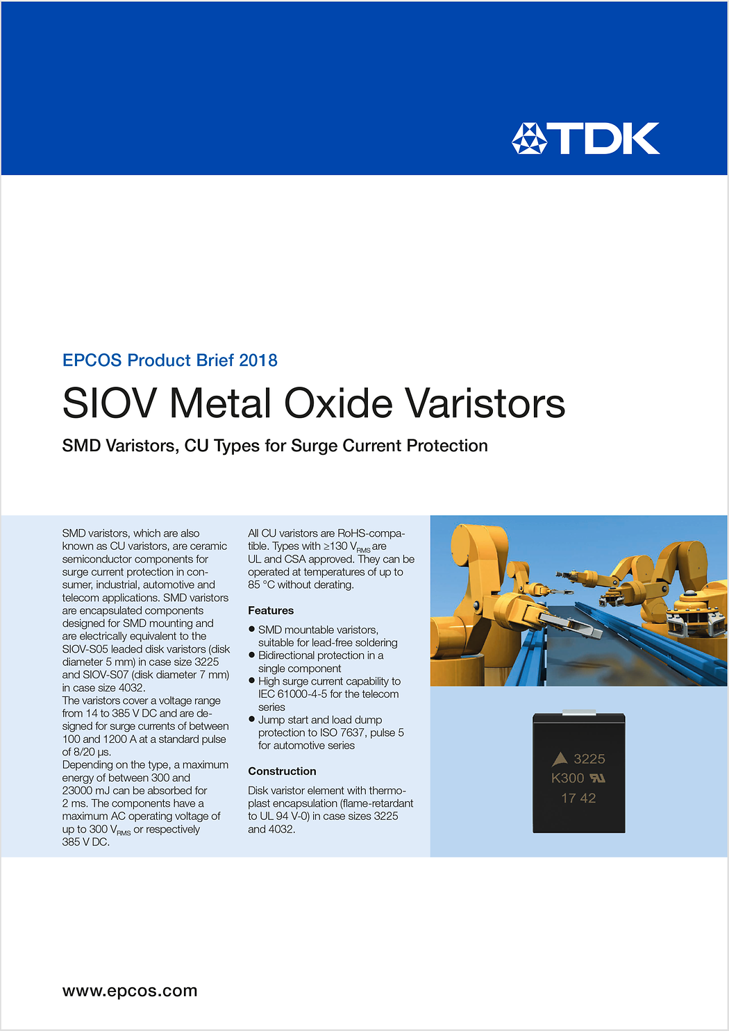 SMD disk varistors | TDK Electronics - TDK Europe