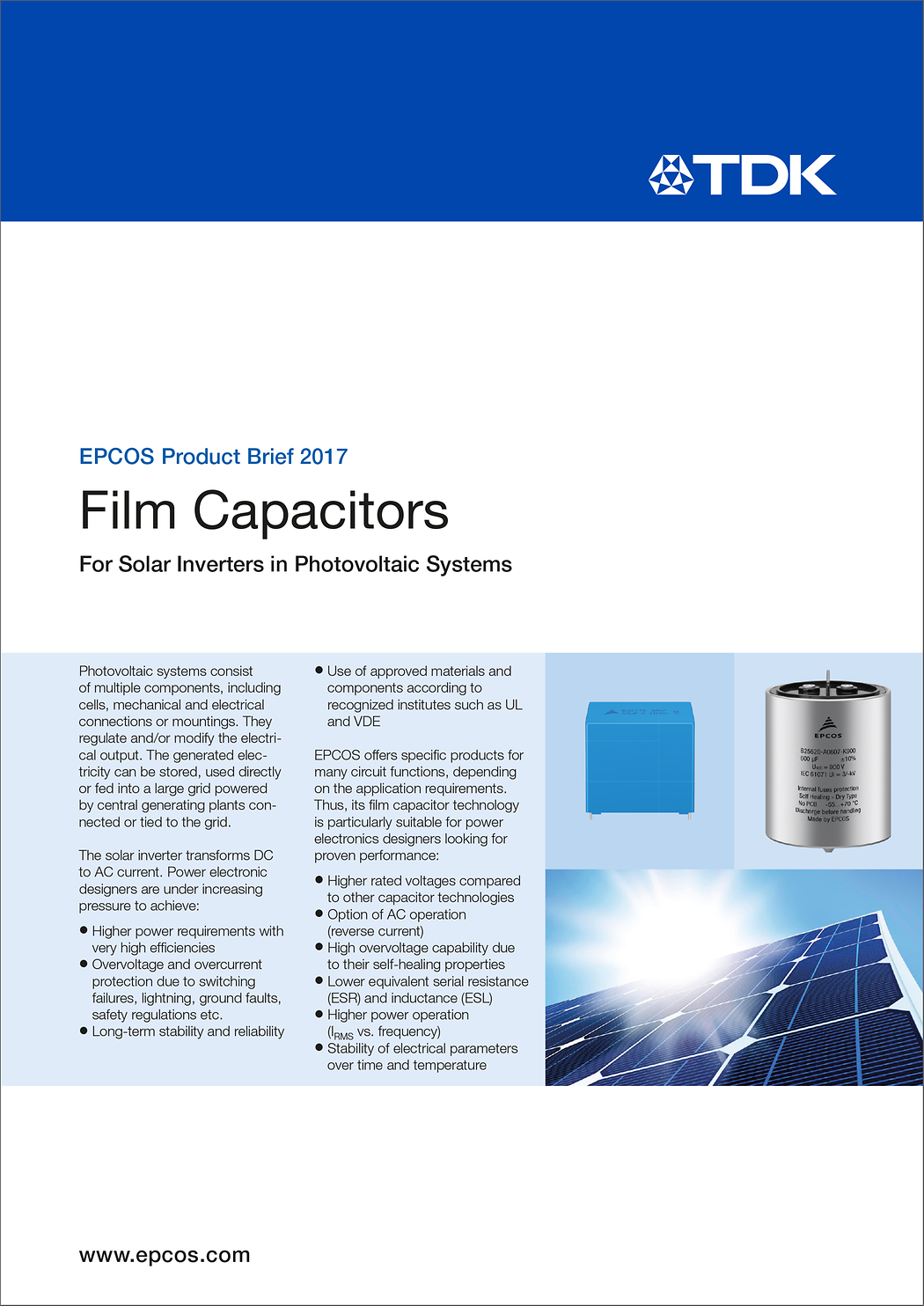 Product Brief: Film Capacitors for Solar Inverters | TDK Electronics ...