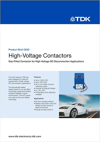 Product brief: High voltage contactors | TDK Electronics - TDK Europe