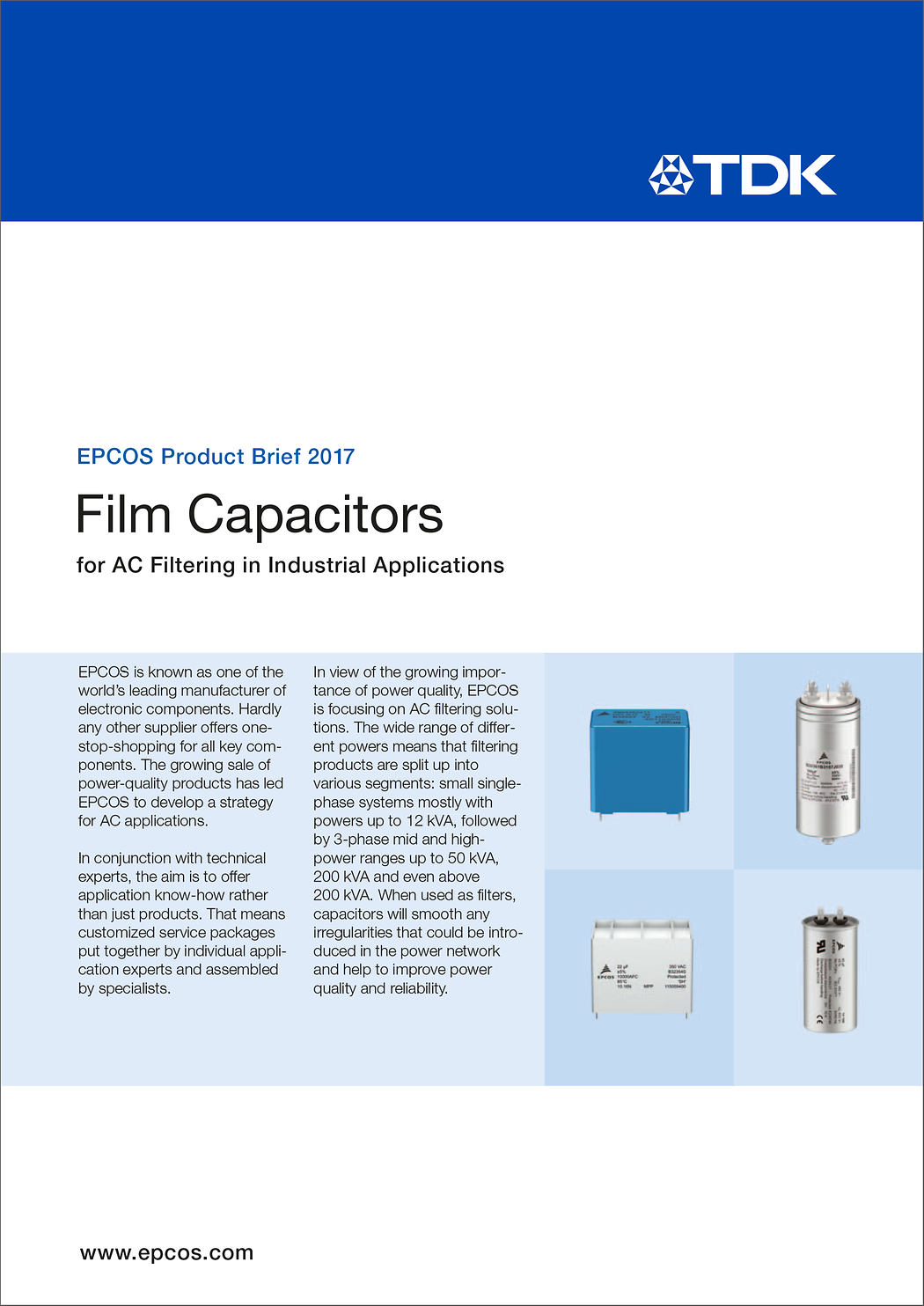 Film capacitors for AC filtering | TDK Electronics - TDK Europe