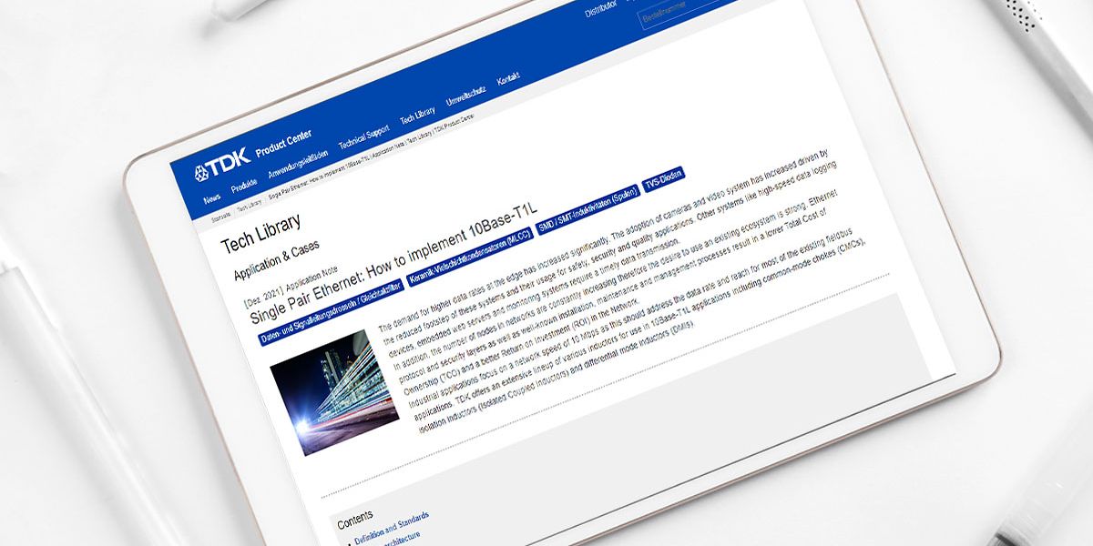 Inductors for Single Pair Ethernet (SPE) | TDK Electronics - TDK Europe
