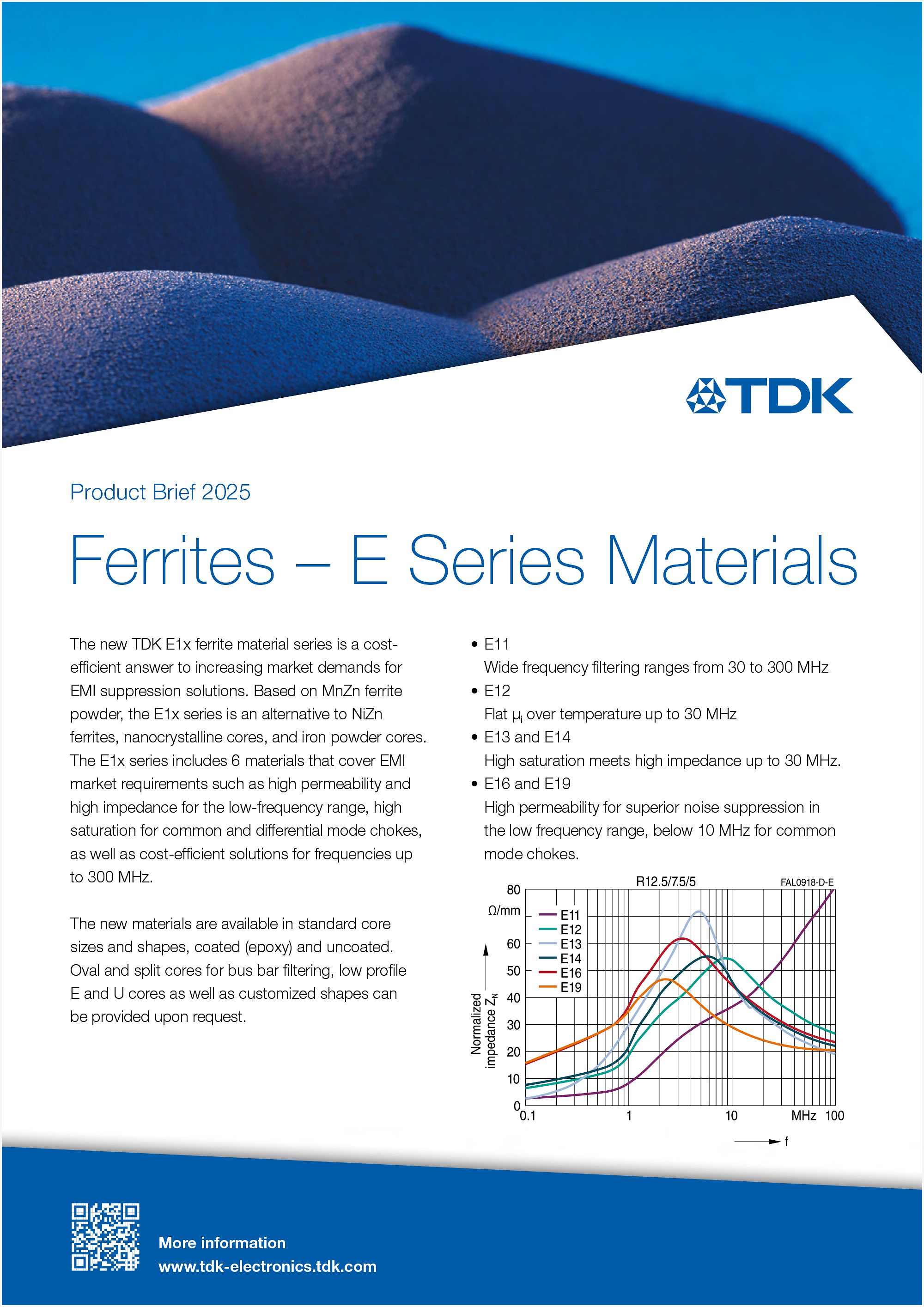 Product Brief: Ferrites – E Series Materials | TDK Electronics - TDK Europe